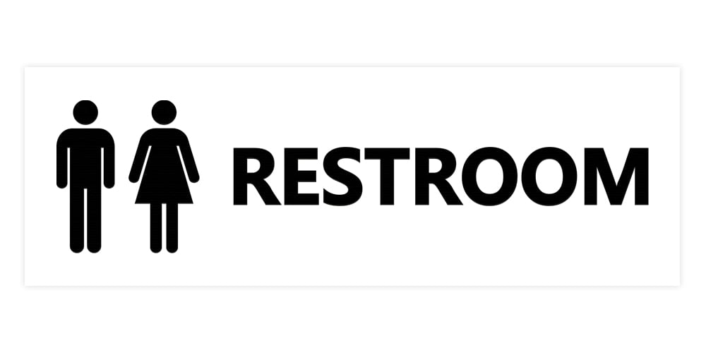 Basic Unisex Restroom Sign White Large