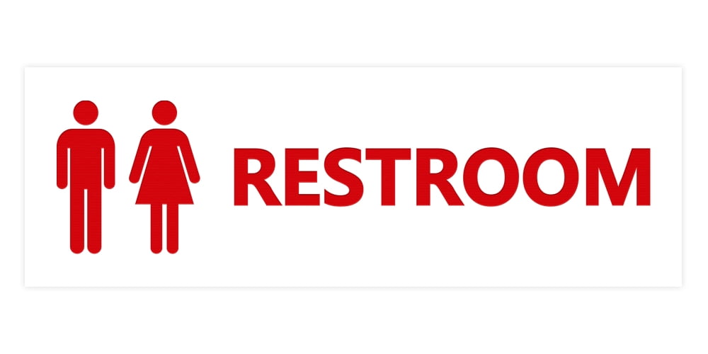 Basic Unisex Restroom Sign (White/Red) - Large - Walmart.com