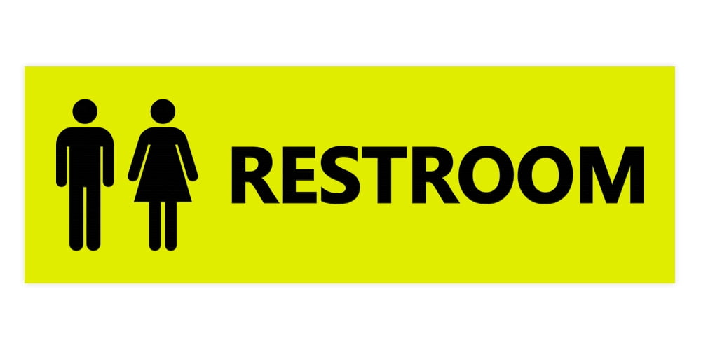 Basic Unisex Restroom Sign (Yellow / Black) - Large - Walmart.com