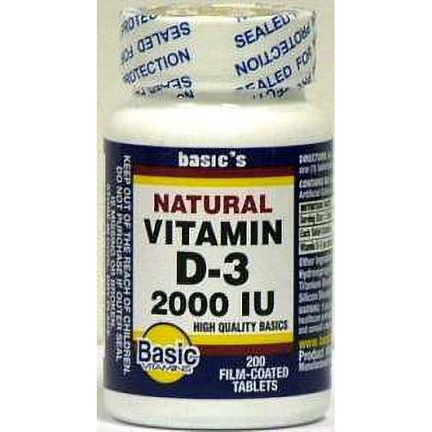 Basic Vitamin D-3 Tablets, 2000 IU, 200 Count - Walmart Business Supplies