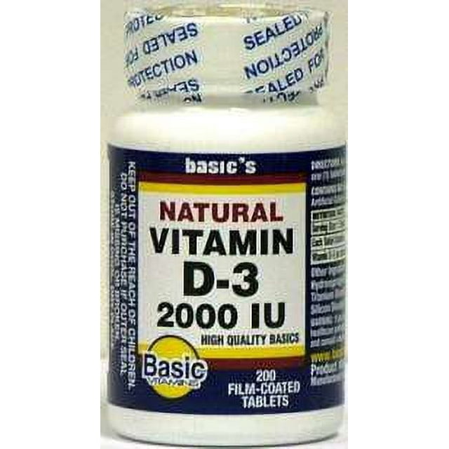 Basic Vitamin D-3 Tablets, 2000 IU, 200 Count - Walmart.com