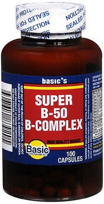 Basic Vitamins Super B-50 B-Complex Capsules - 100 ct - Walmart.com