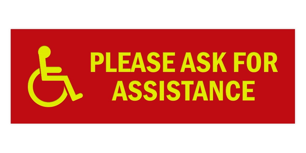 Basic Wheelchair Please Ask For Assistance Sign (Red/Yellow) - Large ...