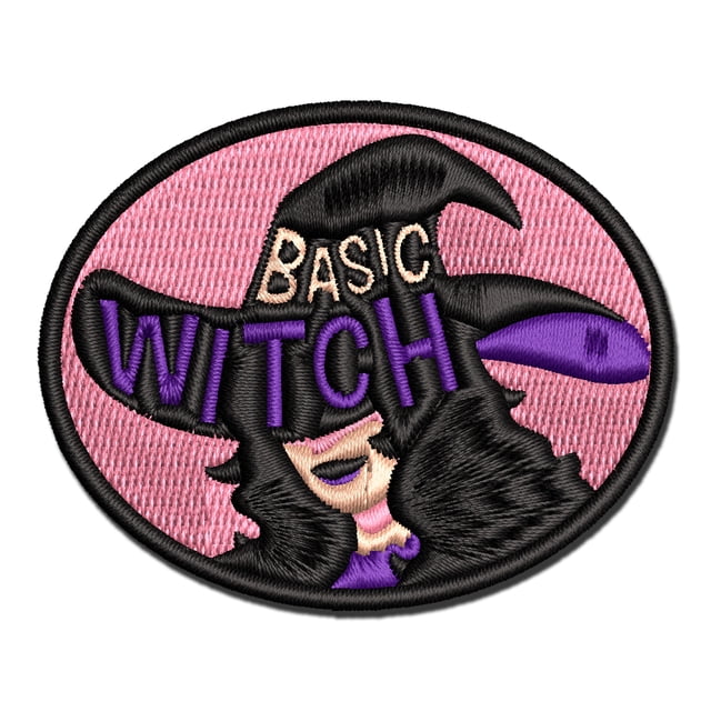 Basic Witch Goth Hat Woman Applique Multi-Color Embroidered Iron-On ...