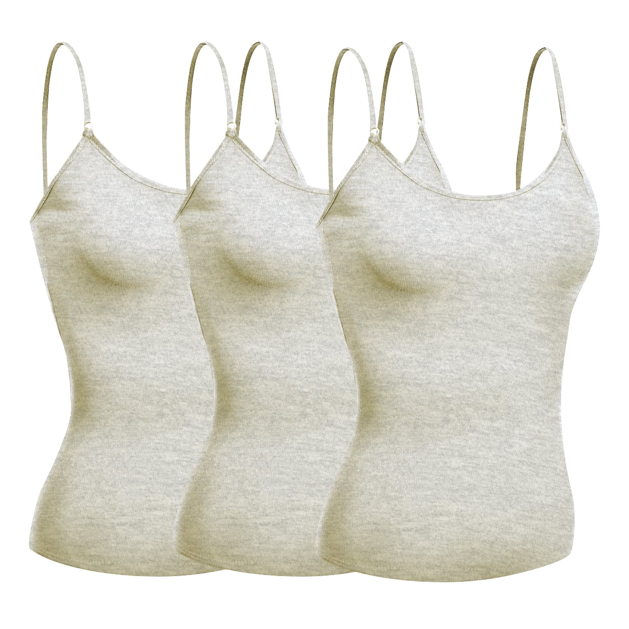 Basic Women Short Cami Built-In Shelf Bra - 3 Pk - Oat, Oat, Oat, Large ...