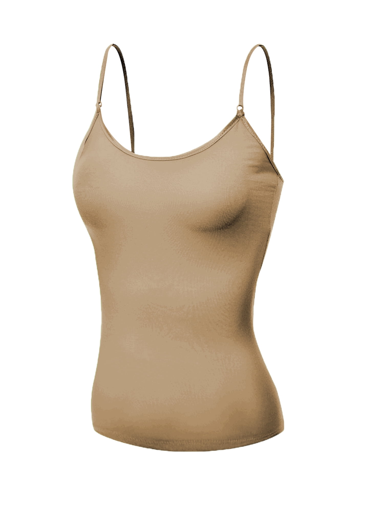 Basic Women Short Cami Built-In Shelf Bra - Khaki, L - Walmart.com
