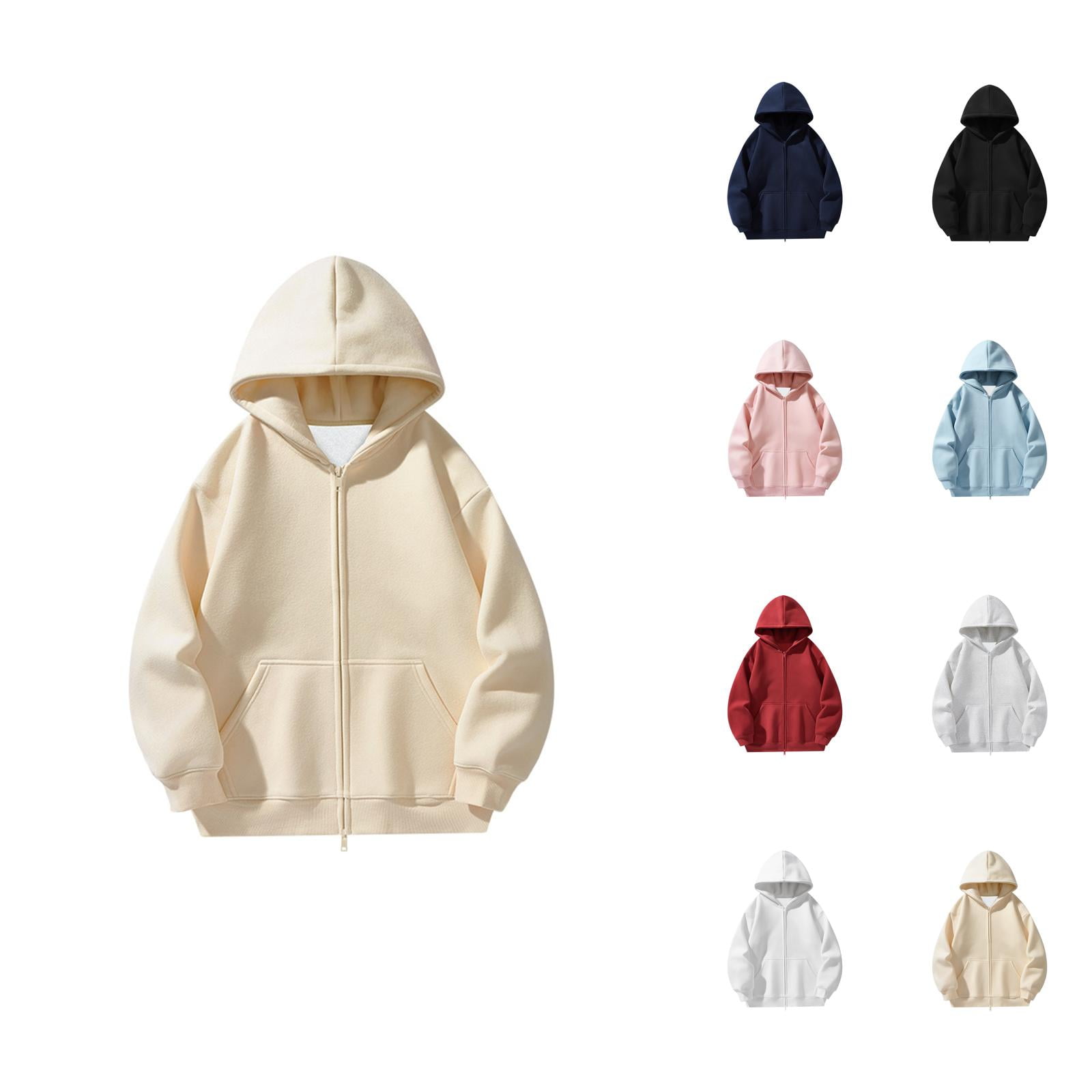 Basic Zip Up Hoodies for Men 2025 Fall Winter Long Sleeve Hooded ...