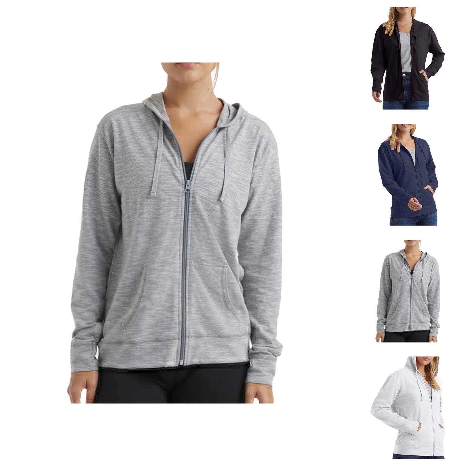 Basic Zip Up Hoodies for Women 2025 Long Sleeve Full Zipper Hoodie ...