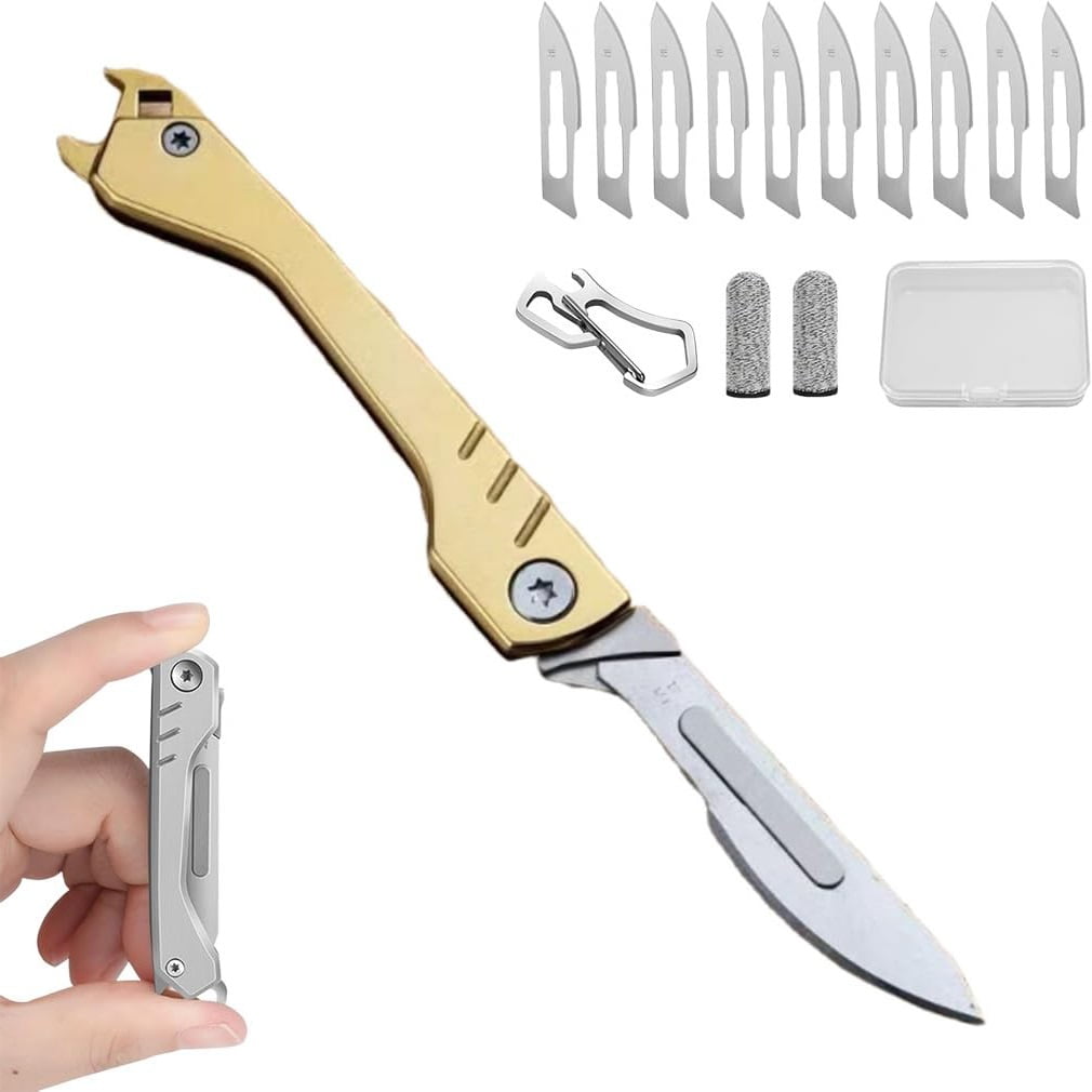 Basicallyt Folding Scalpel Knife with 10PCS Replaceable Blades ...