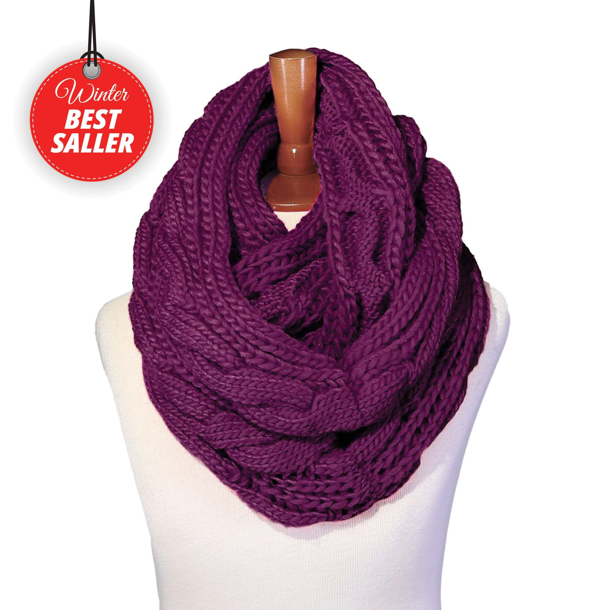 Basico Chunky Infinity Scarf, Soft, Cozy, Purple, Women's Winter ...