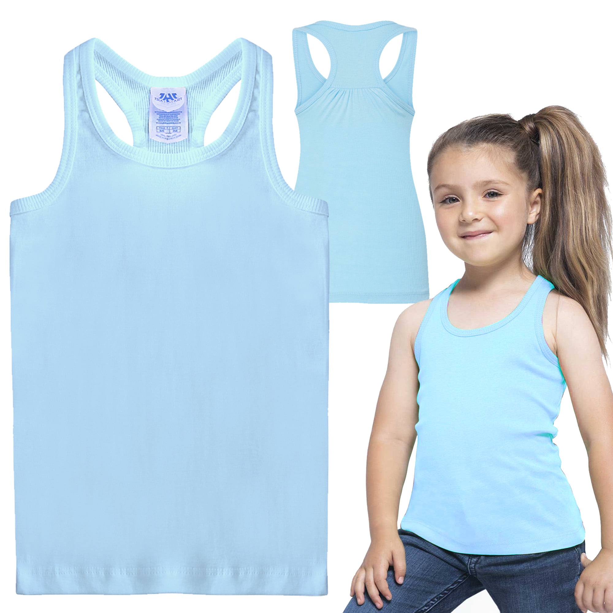 Basico Girl's Racer Back Tank Top 100% Cotton Sleeveless - Walmart.com