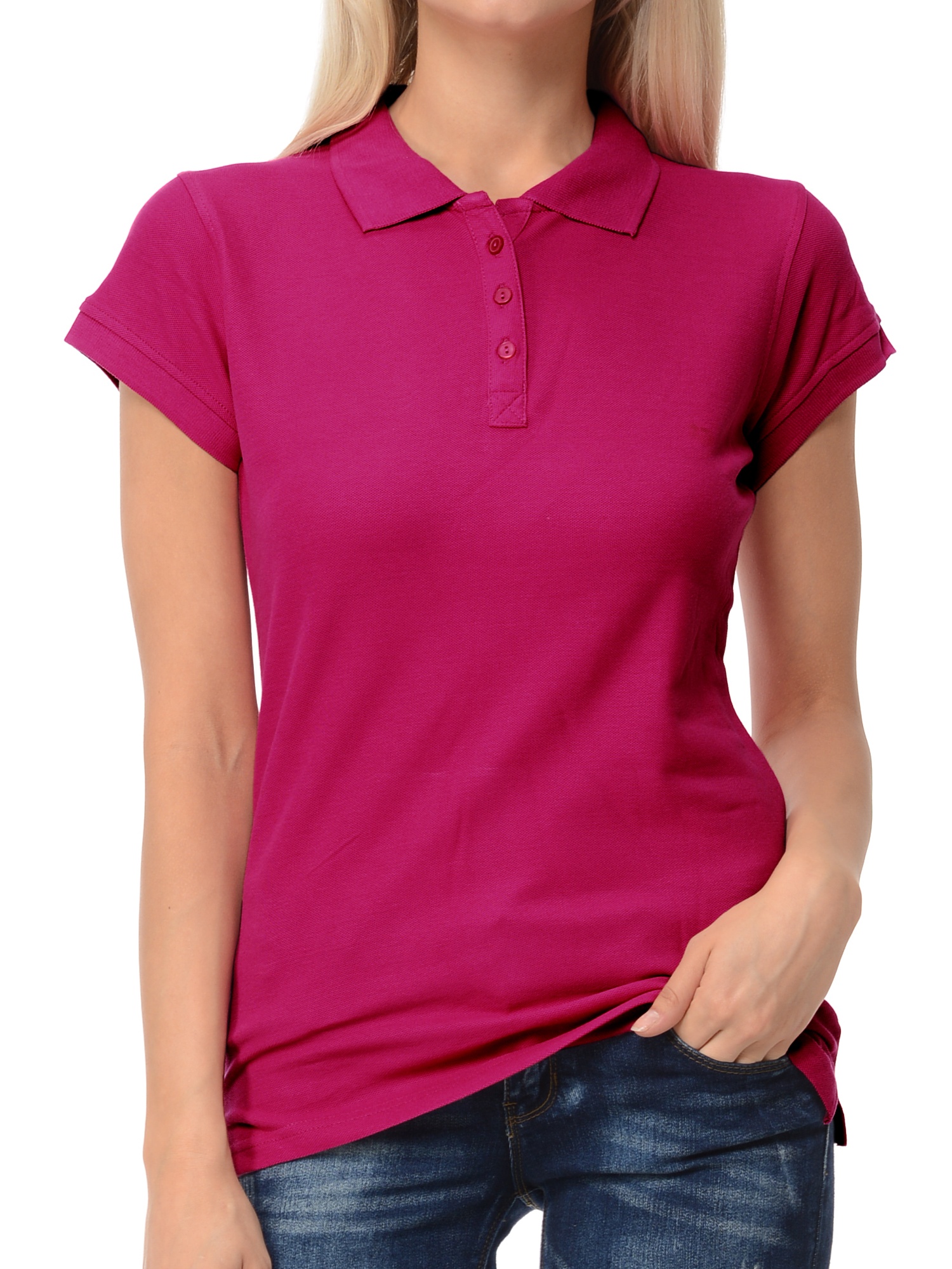 Basico Raspberry Polo Collared Shirts For Women 100% Cotton Short ...