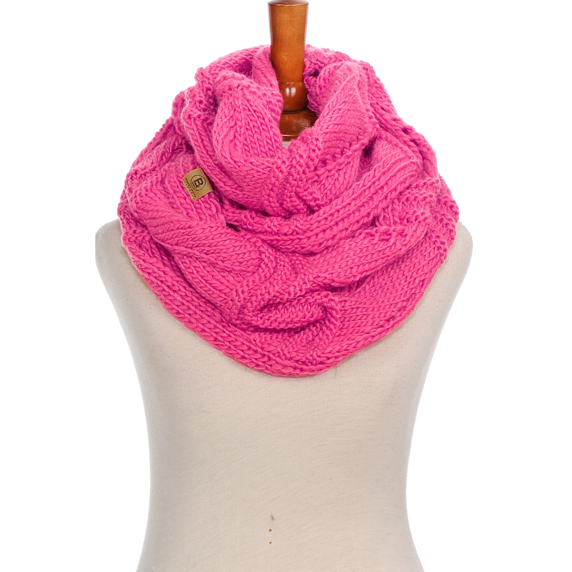 Basico Winter Infinity Pink Scarf for Women Adult Teen Senior Girls I ...