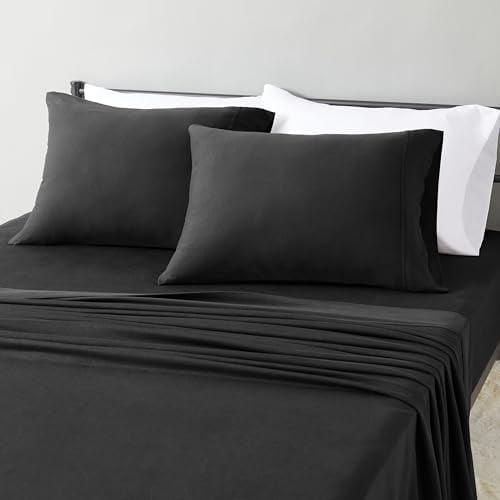 Basics 100% Cotton Jersey Bed Sheet Set, Queen, Black, Solid - Walmart.com
