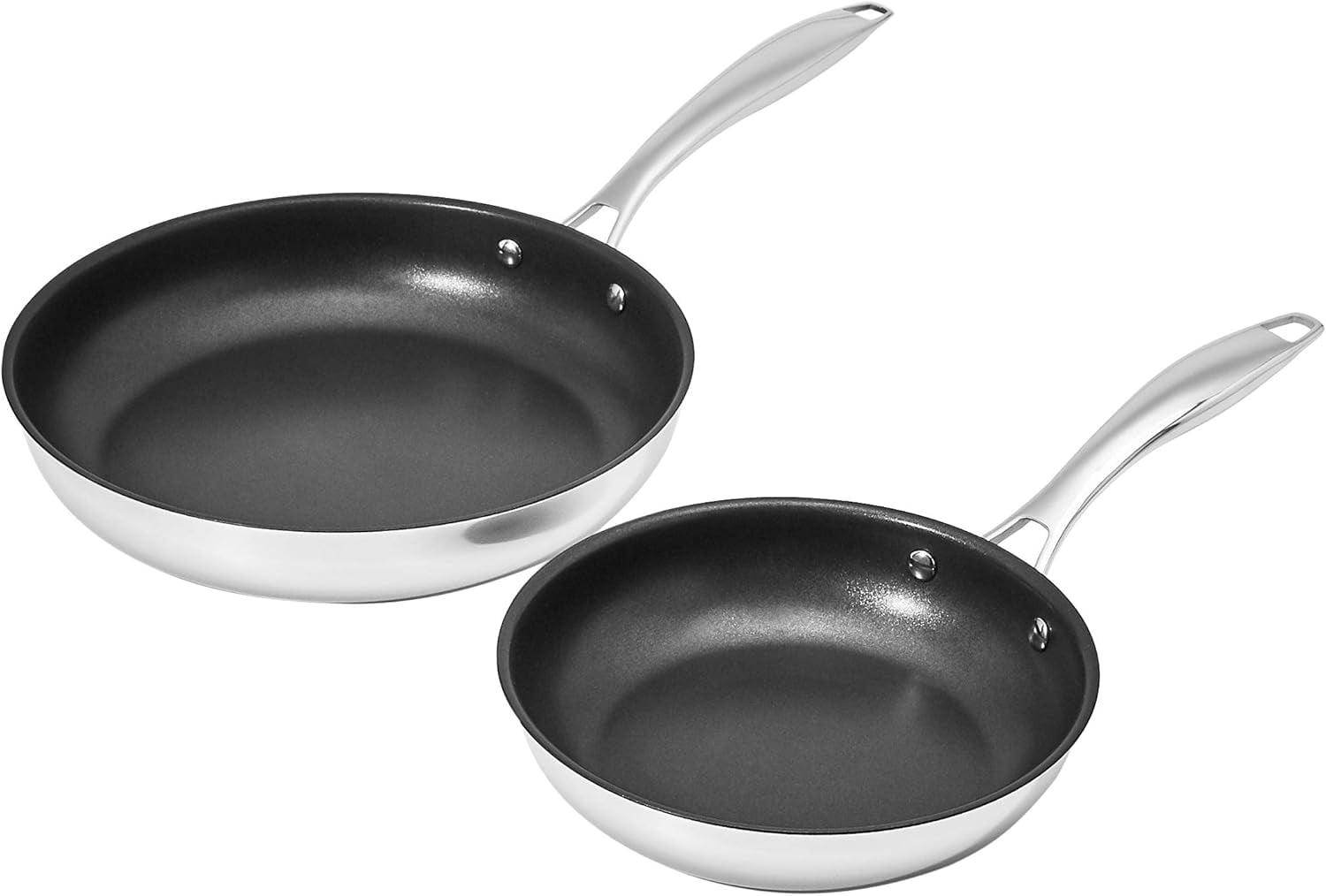 2-Piece Non-Stick Stainless Steel Fry Pan Set, 8-inch and 10-inch ...