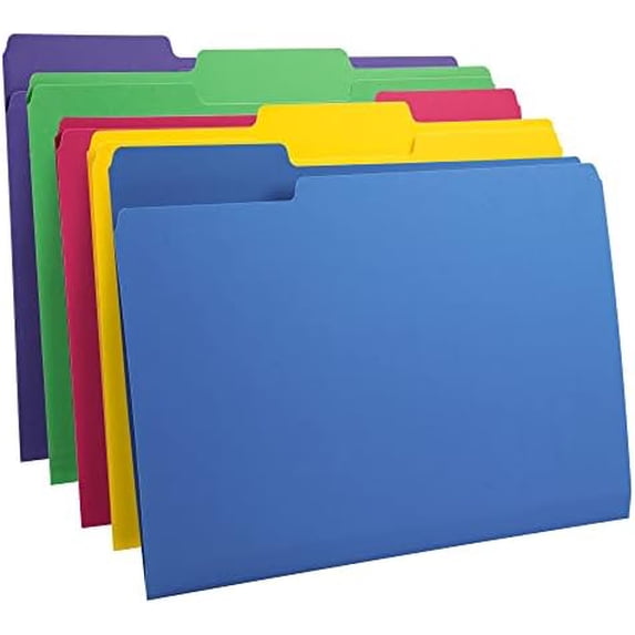 Basics 3 Tab Heavyweight Manila File Folders, Letter Size, Assorted Colors, Pack of 400 ...