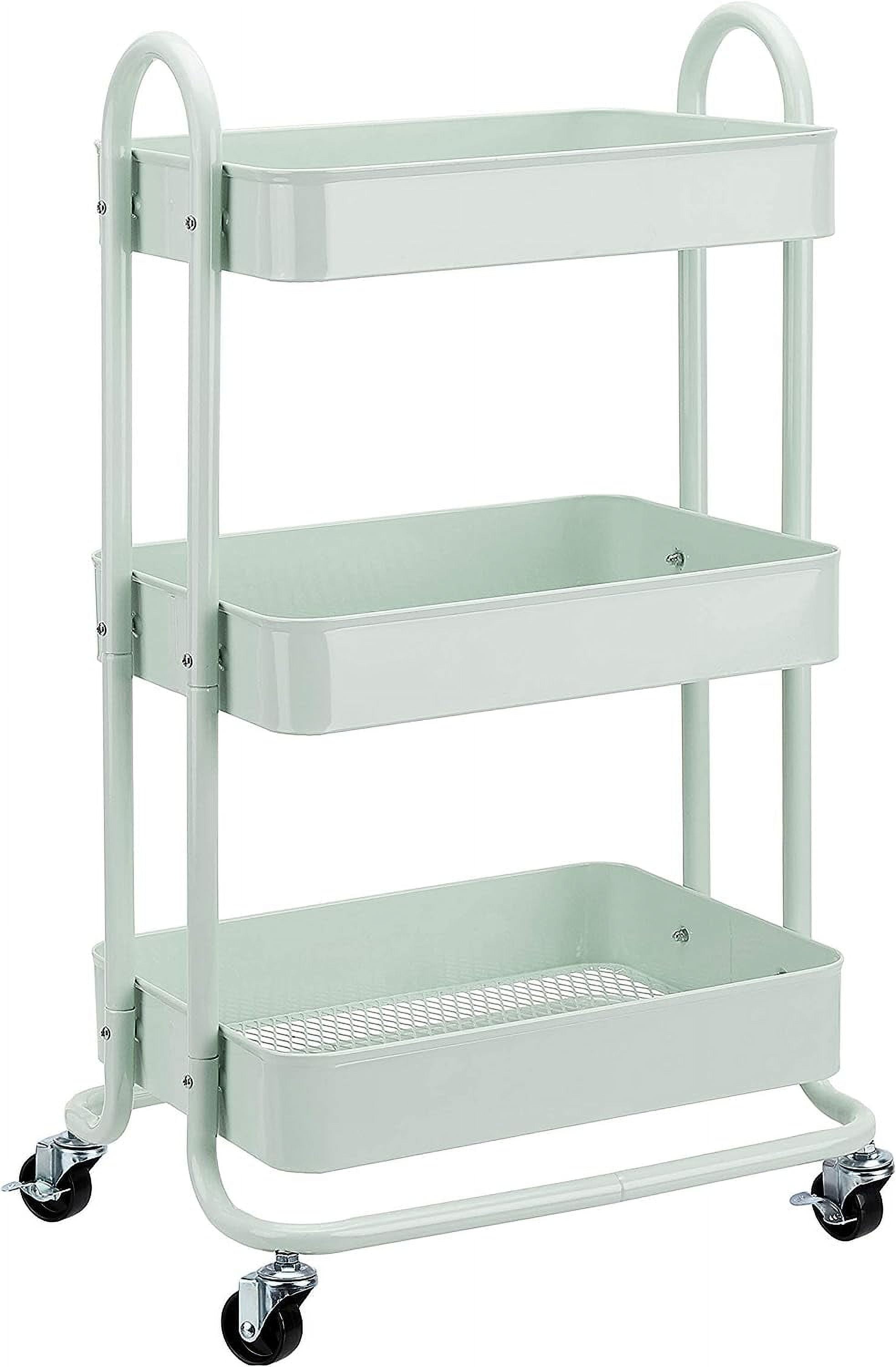 Basics 3-Tier Metal Rolling Utility Cart, Storage Organizer, Multi ...