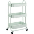 Basics 3-Tier Metal Rolling Utility Cart, Storage Organizer, Multi ...