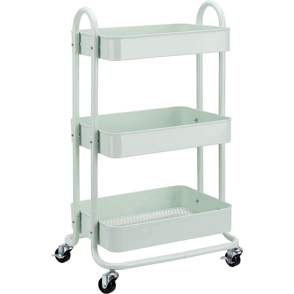 Basics 3-Tier Metal Rolling Utility Cart, Storage Organizer, Multi ...