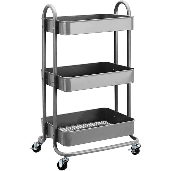 Basics 3-Tier Rolling Utility or Kitchen Cart, Lockable Wheels ...