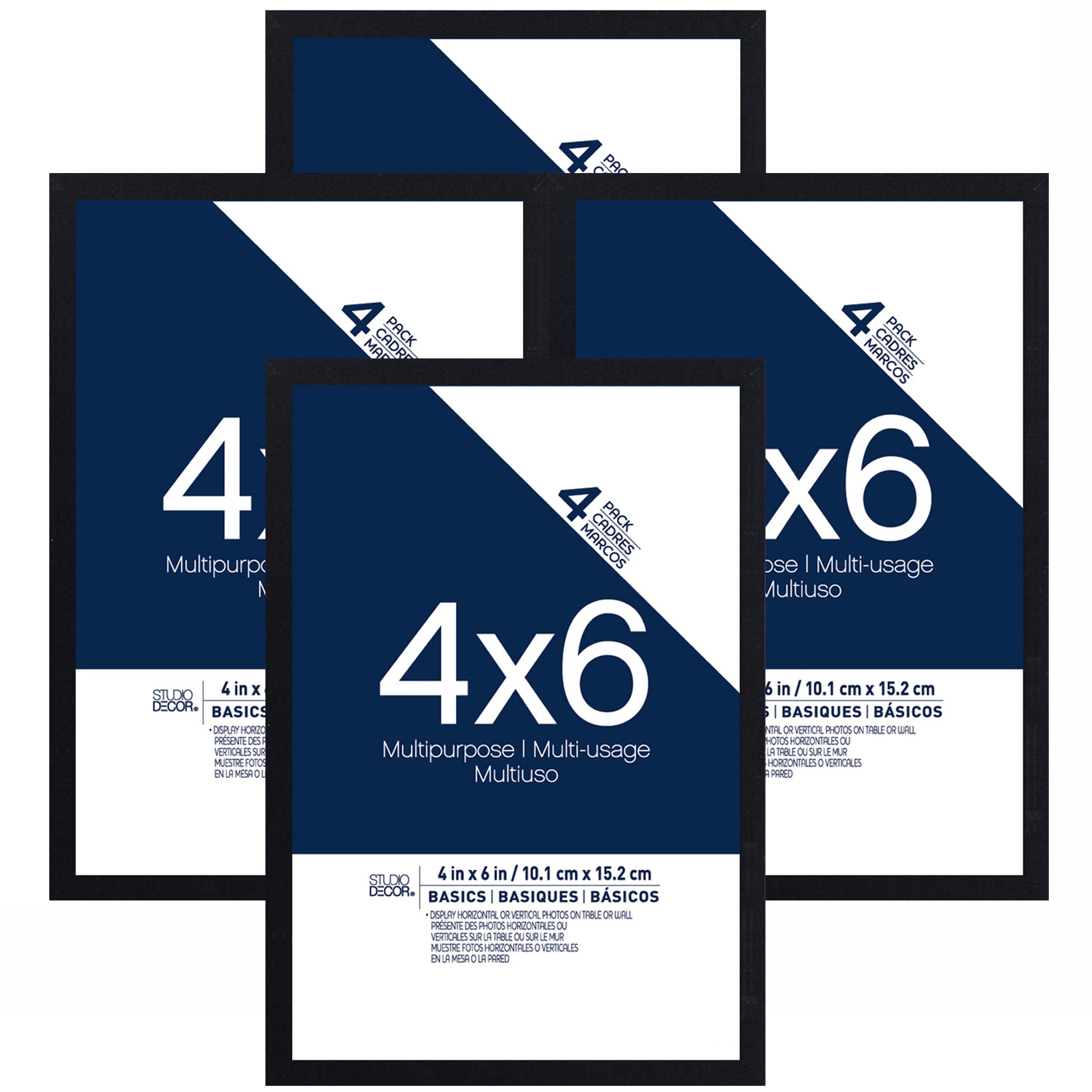 Basics 4 Pack 4" x 6" Black Multipurpose Frames by Studio Decor ...