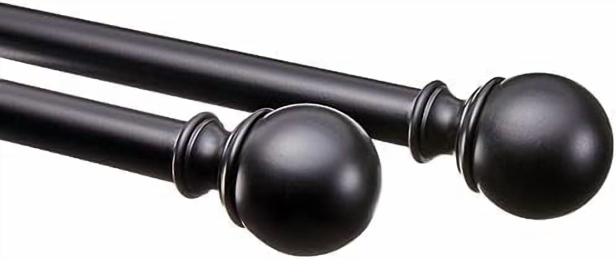 Basics Adjustable Curtain Rods for Windows, Round Finials, 1-Inch Rod ...