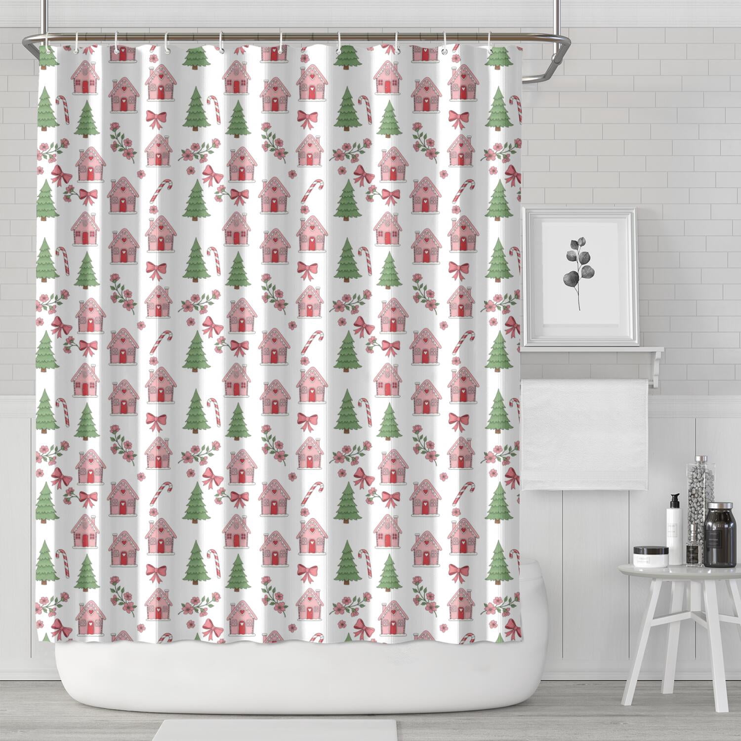 Basics Bathroom Shower Curtain, Water Resistant Fabric with Grommets ...
