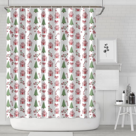 Basics Bathroom Shower Curtain, Water Resistant Fabric with Grommets ...