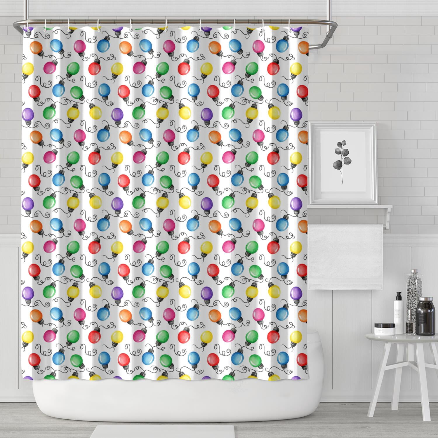 Basics Bathroom Shower Curtain, Water Resistant Fabric with Grommets ...