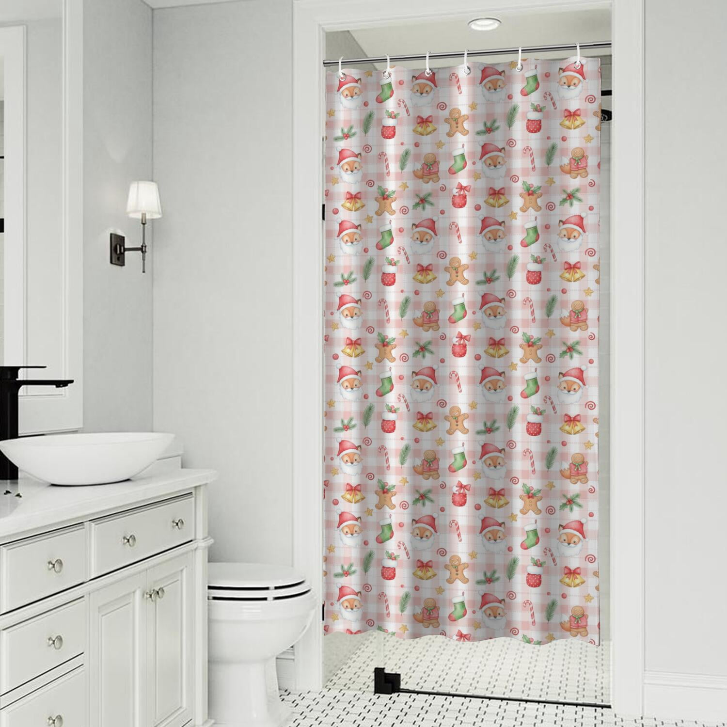 Basics Bathroom Shower Curtain, Water Resistant Fabric with Grommets ...