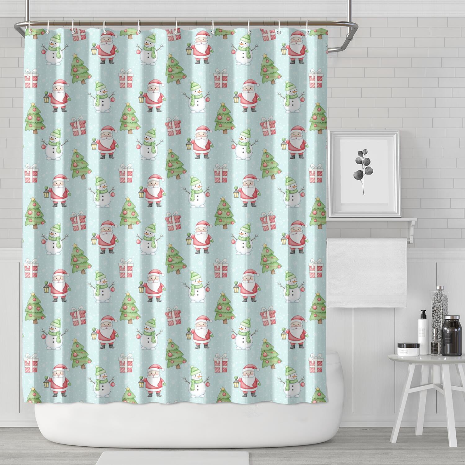 Basics Bathroom Shower Curtain, Water Resistant Fabric with Grommets ...