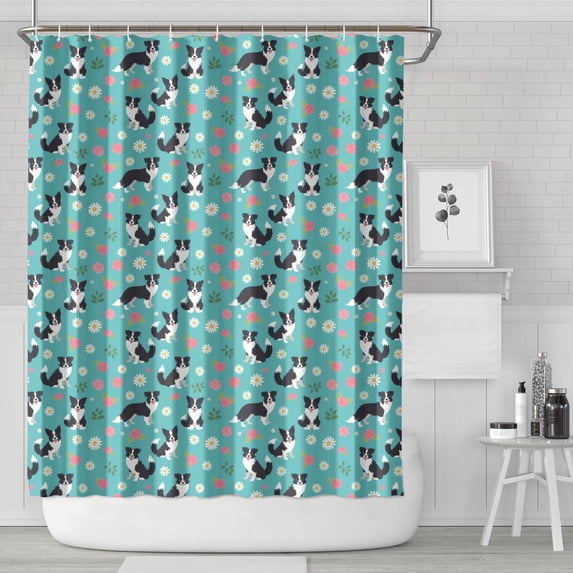 Basics Bathroom Shower Curtain, Water Resistant Fabric with Grommets ...