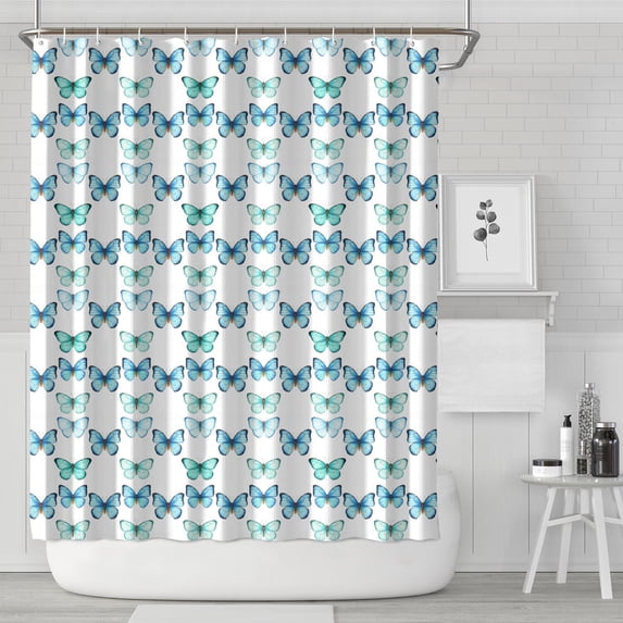 Basics Bathroom Shower Curtain, Water Resistant Fabric with Grommets ...
