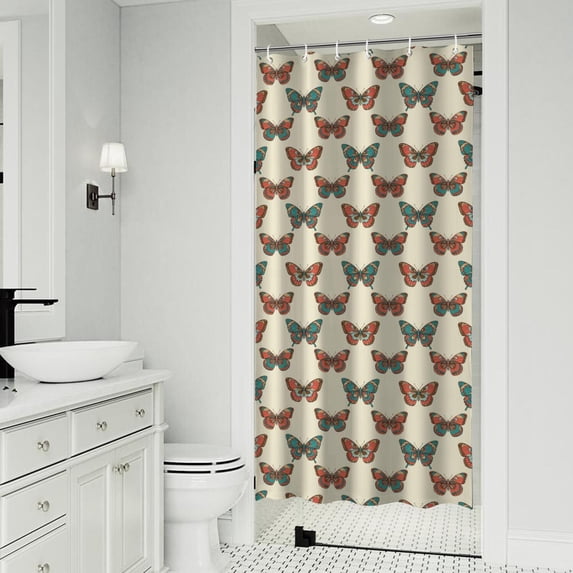 Basics Bathroom Shower Curtain, Water Resistant Fabric with Grommets ...