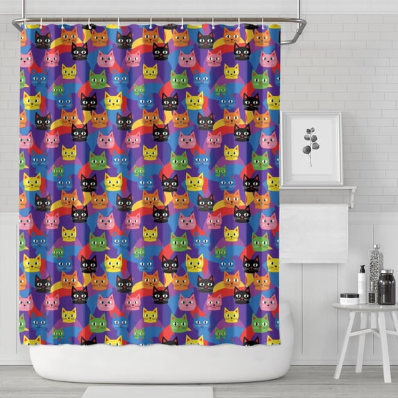 Basics Bathroom Shower Curtain, Water Resistant Fabric with Grommets ...