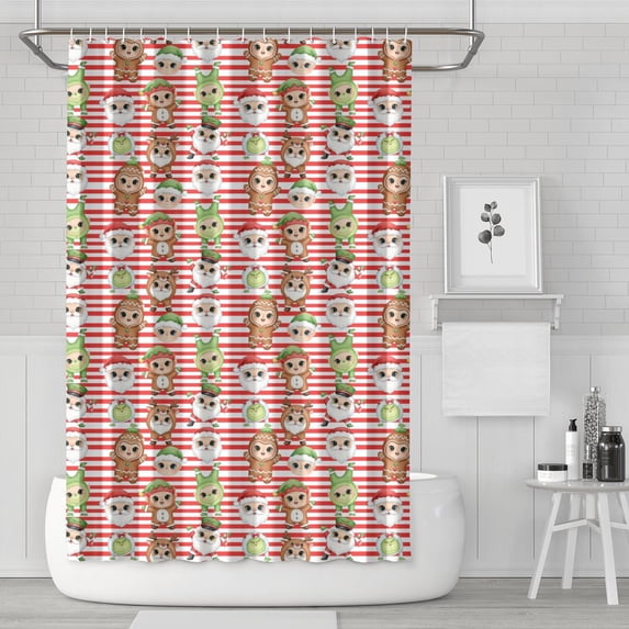 Basics Bathroom Shower Curtain, Water Resistant Fabric with Grommets ...