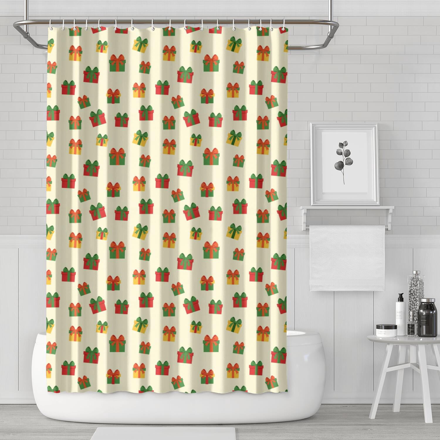 Basics Bathroom Shower Curtain, Water Resistant Fabric with Grommets ...