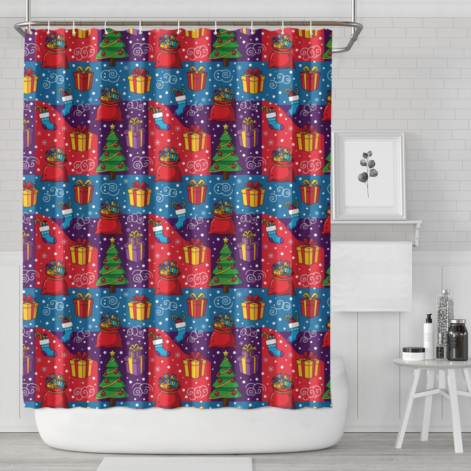 Basics Bathroom Shower Curtain, Water Resistant Fabric with Grommets ...