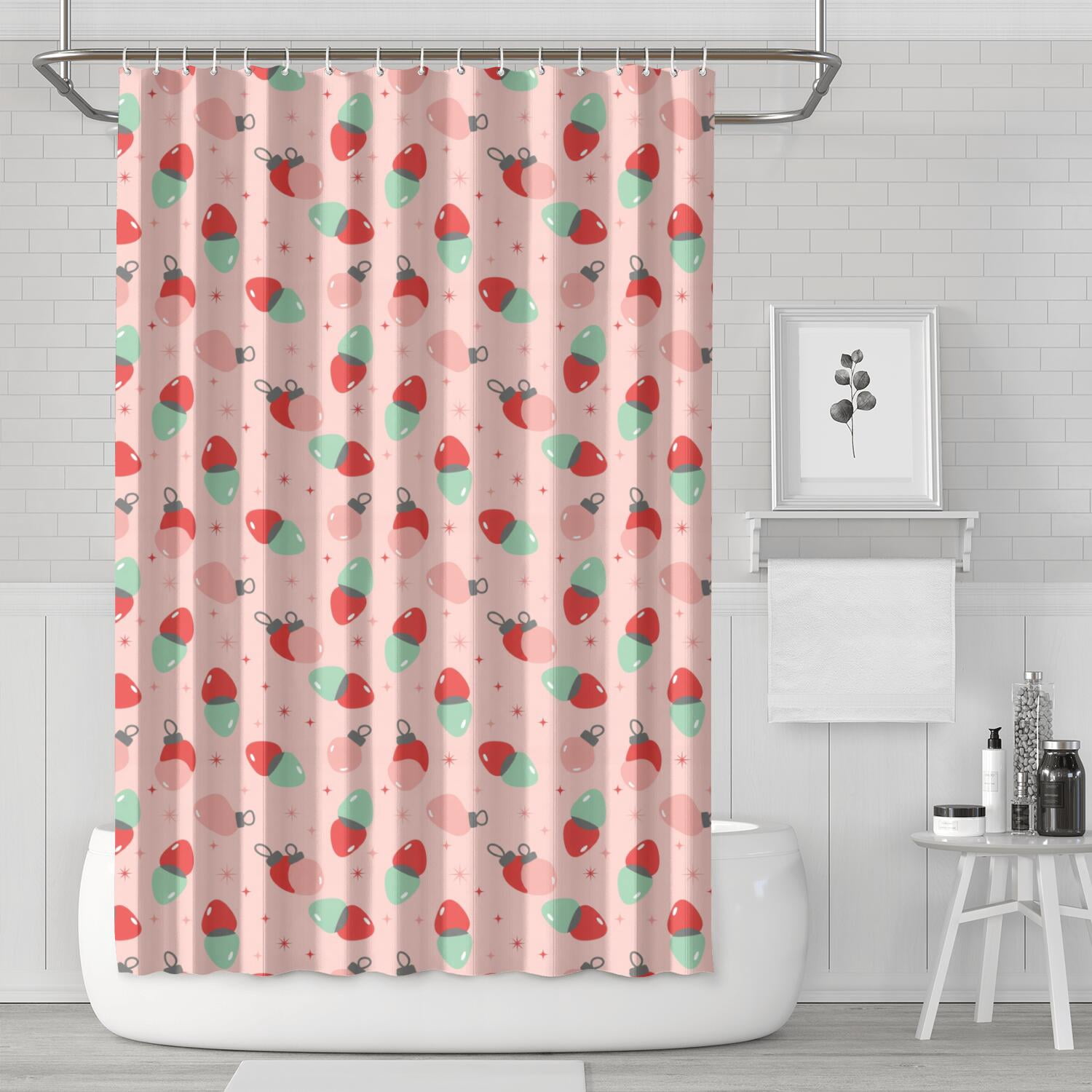 Basics Bathroom Shower Curtain, Water Resistant Fabric with Grommets ...