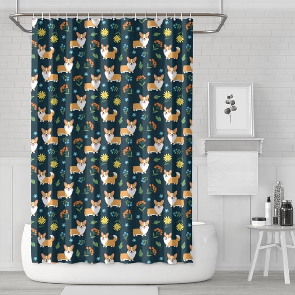 Basics Bathroom Shower Curtain, Water Resistant Fabric with Grommets ...