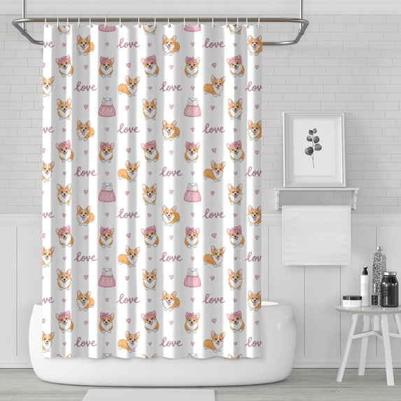 Basics Bathroom Shower Curtain, Water Resistant Fabric with Grommets ...
