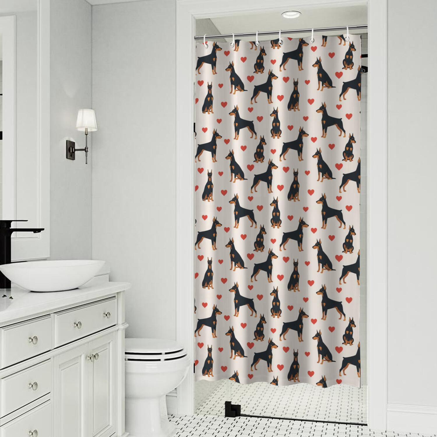 Basics Bathroom Shower Curtain, Water Resistant Fabric with Grommets ...