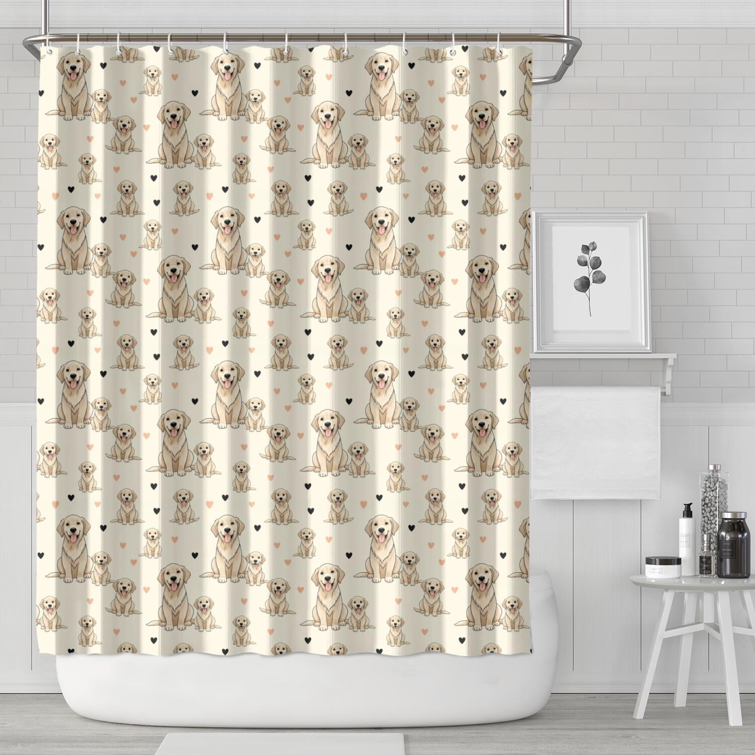 Basics Bathroom Shower Curtain, Water Resistant Fabric with Grommets ...