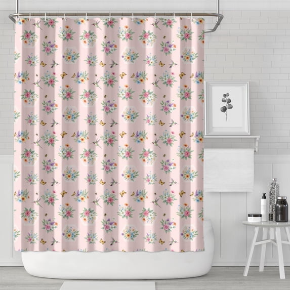 Basics Bathroom Shower Curtain, Water Resistant Fabric with Grommets ...