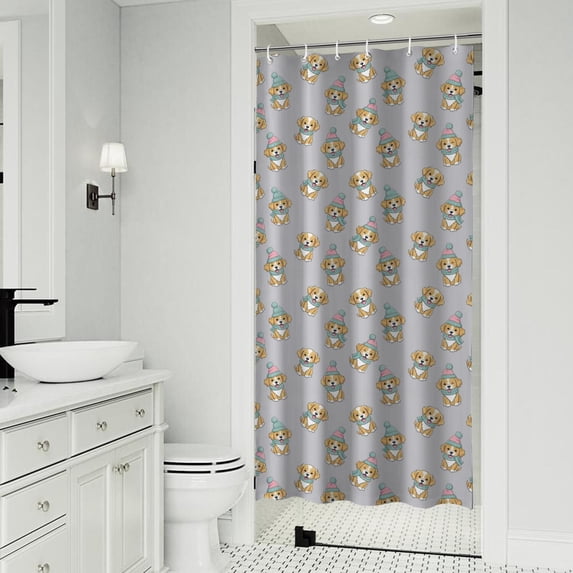 Basics Bathroom Shower Curtain, Water Resistant Fabric with Grommets ...