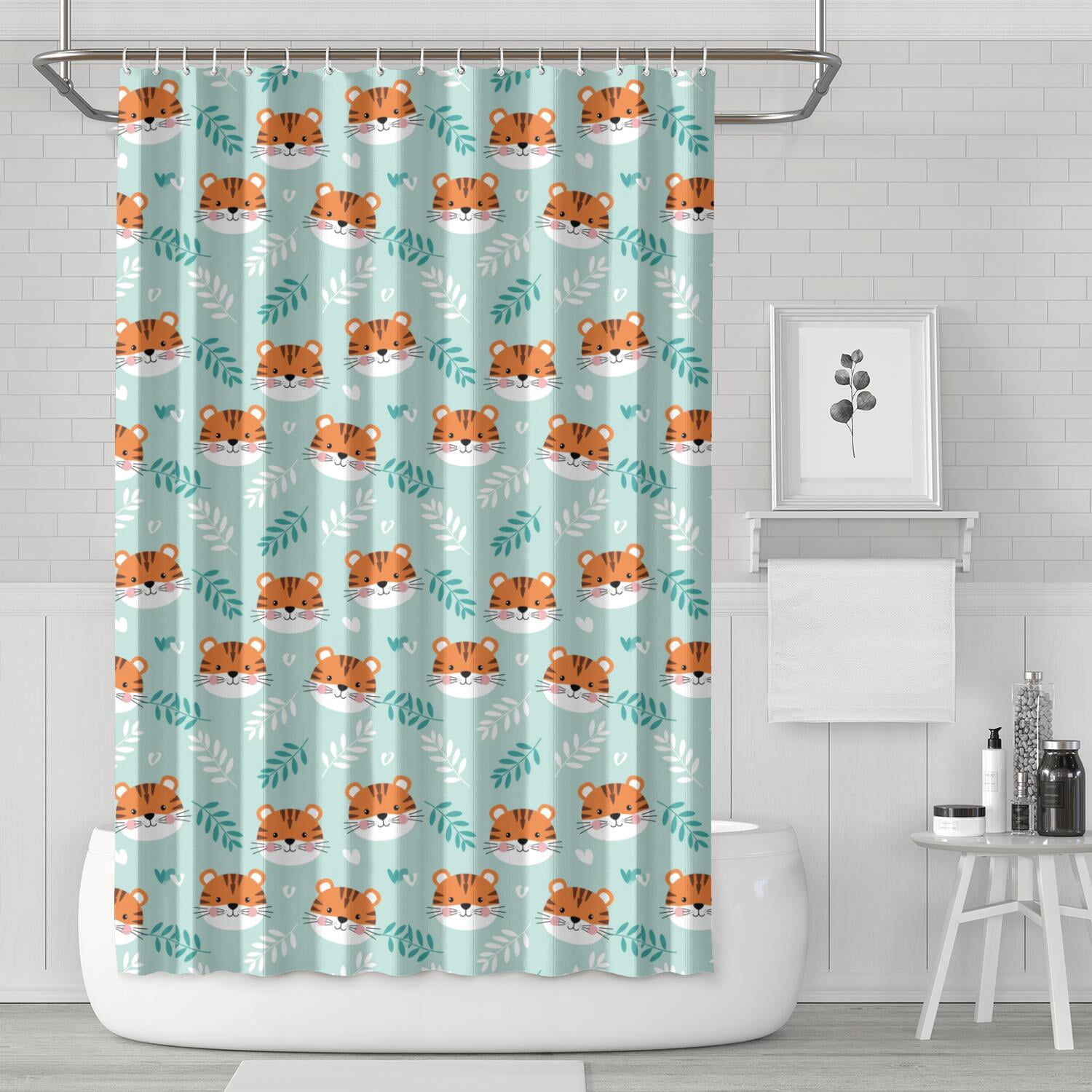 Basics Bathroom Shower Curtain, Water Resistant Fabric with Grommets ...