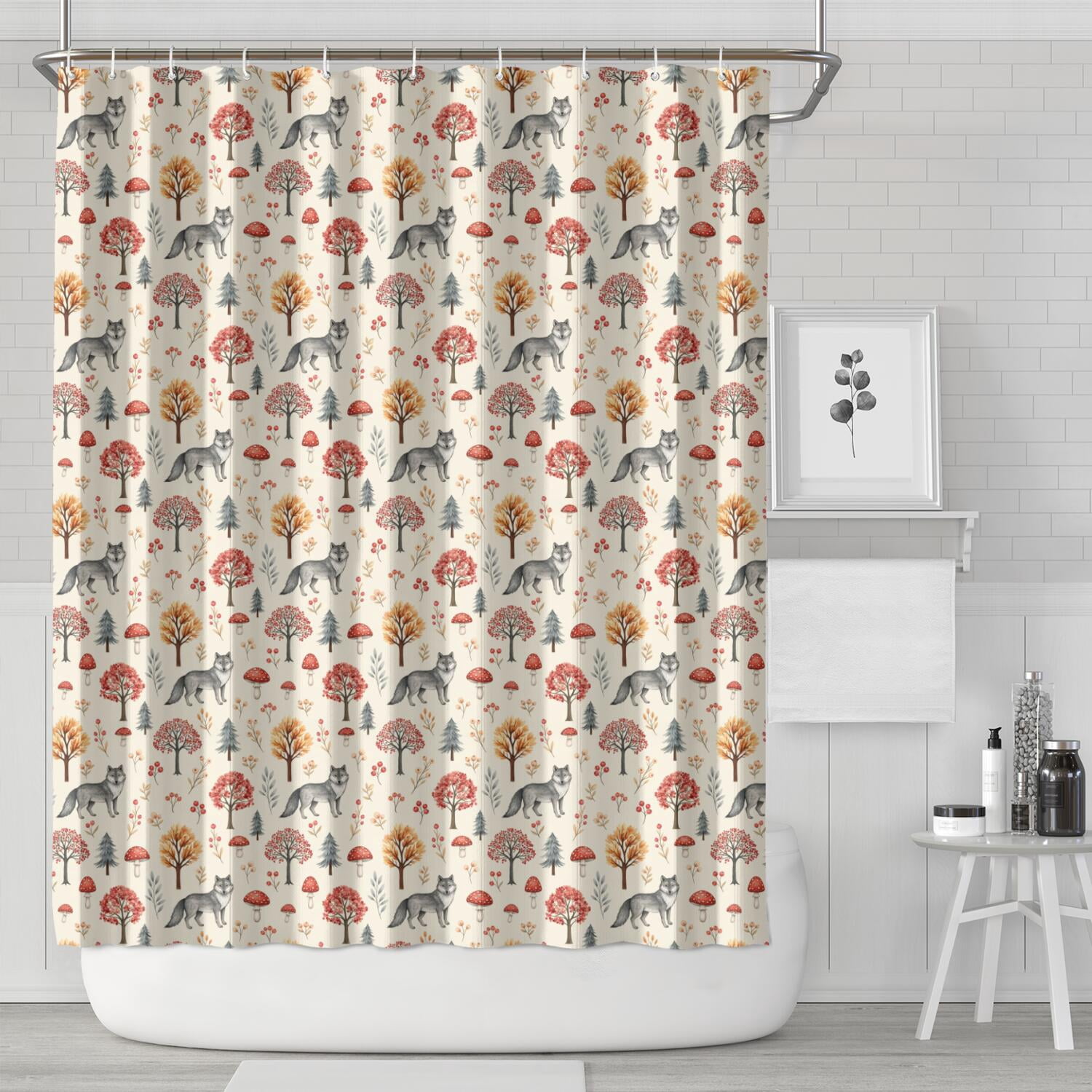 Basics Bathroom Shower Curtain, Water Resistant Fabric with Grommets ...