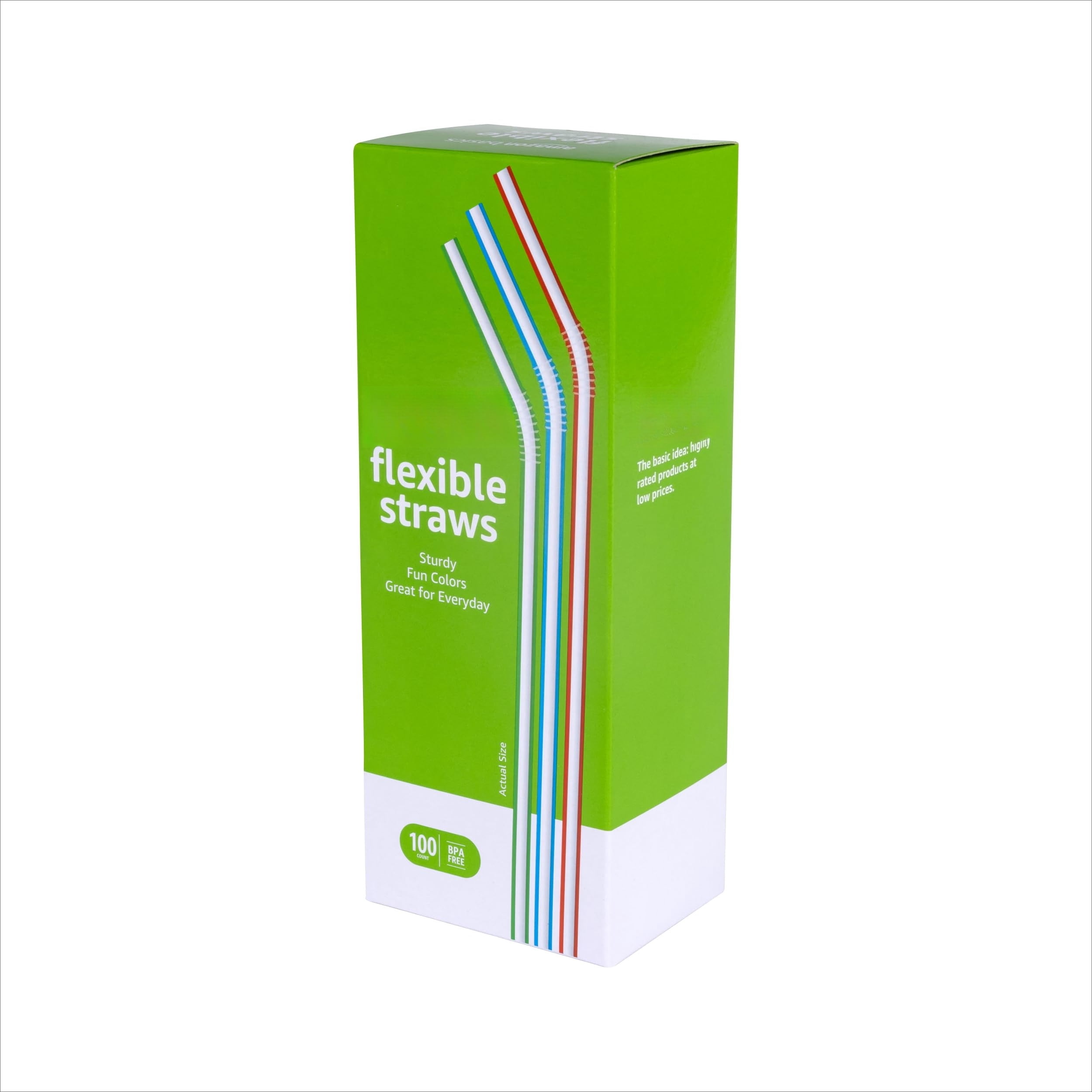 Basics Disposable Striped Plastic Flex Straws, BPA Free, Food-Safe, 7.5 ...