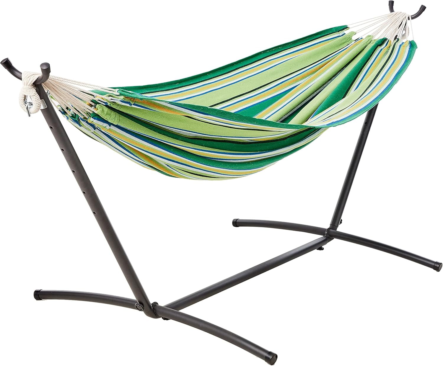 Basics Double Hammock with 9-Foot Space Saving Steel Stand and Carrying ...
