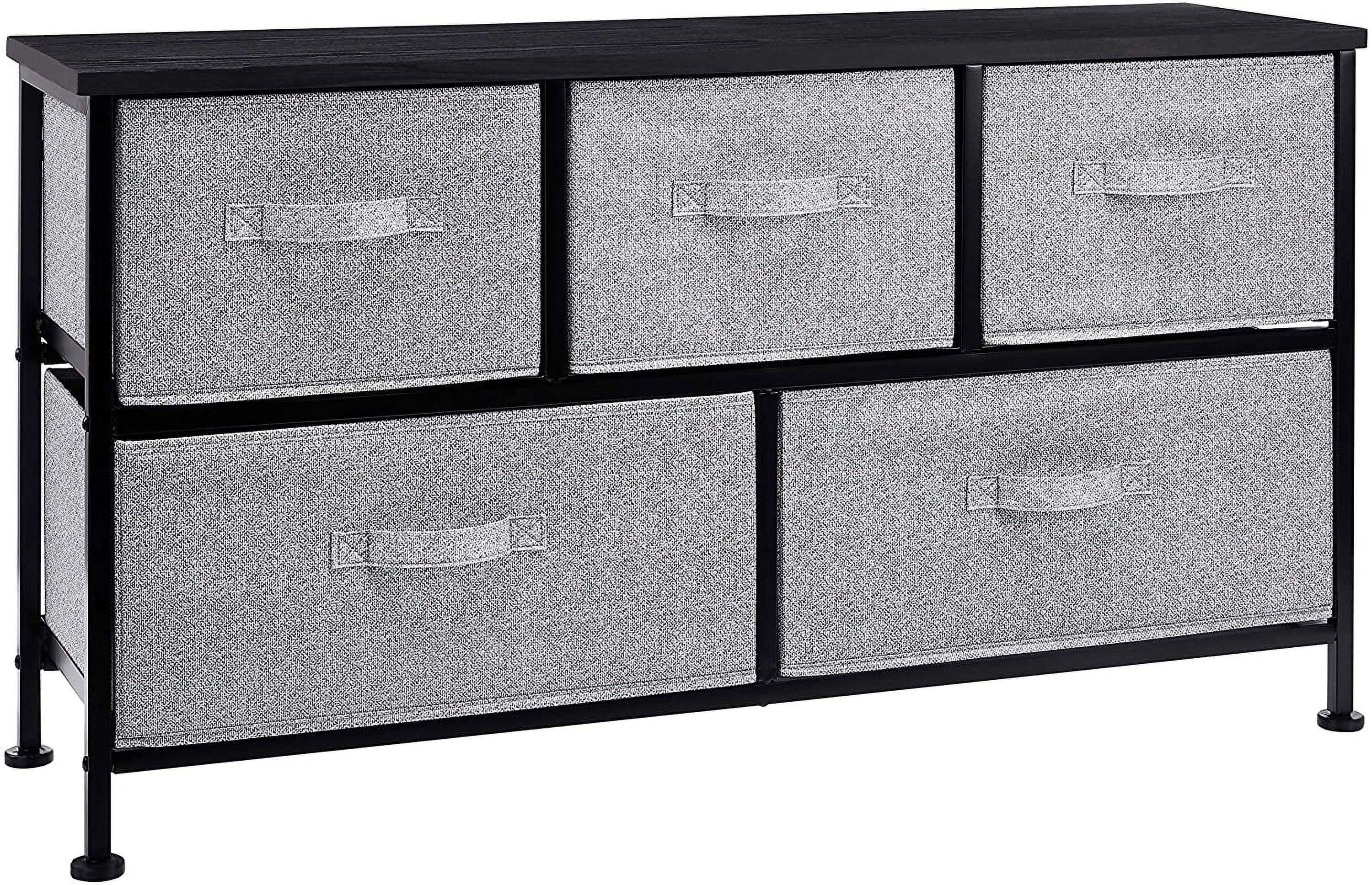 Basics Extra Wide Fabric 5-Drawer Storage Organizer Unit for Bedroom ...